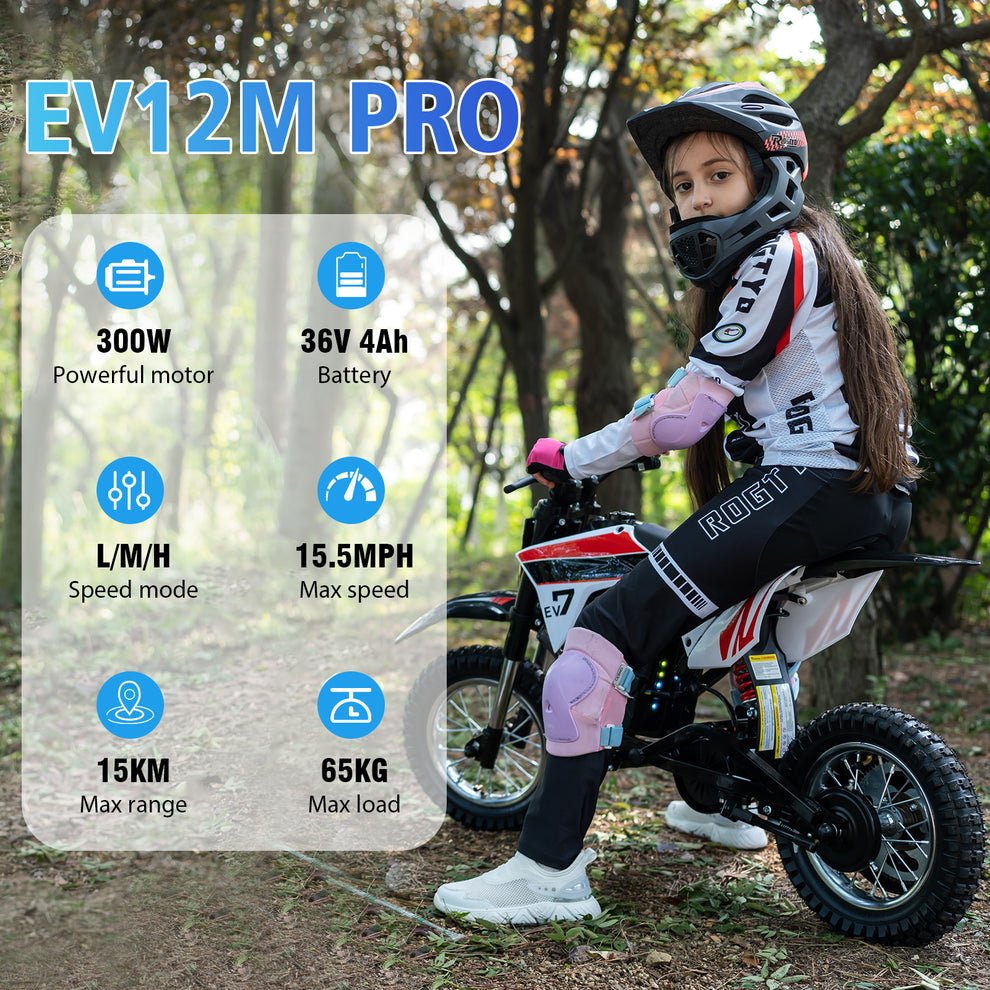 EVERCROSS EV12M PRO Kids Electric Motorcycle, 300W Motor with Bluetooth ...